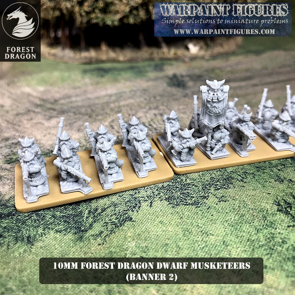 10mm Dwarf Muketeers Regiment - Forest Dragon Miniatures - Warmaster ...