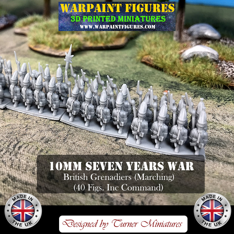 Warpaint Figures - 3D Printed 10mm SYW British Grenadiers (Marching)