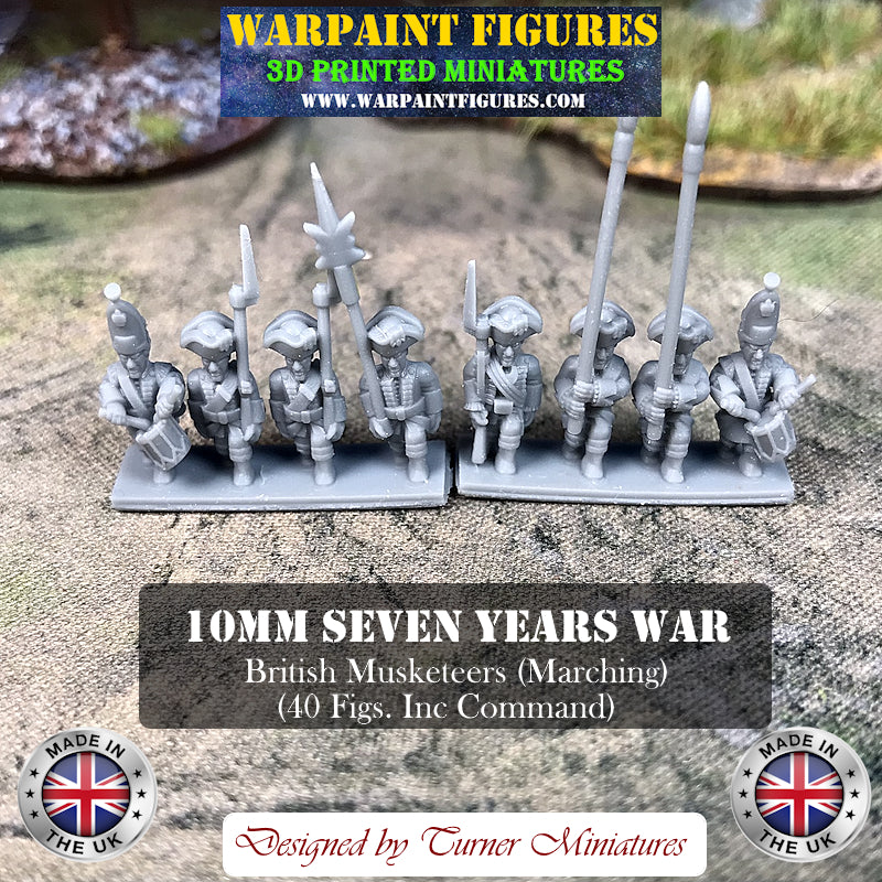Warpaint Figures - 3D Printed 10mm SYW British Musketeers (Marching)