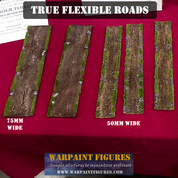 75mm Wide True Flexible Roads/Tracks (Straights) For Wargaming Wargames ...